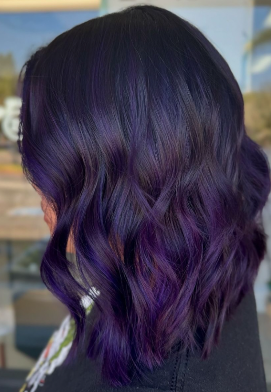 23 Beautiful Purple Steaks in Brown Hair Ideas - Simply Happy Hair