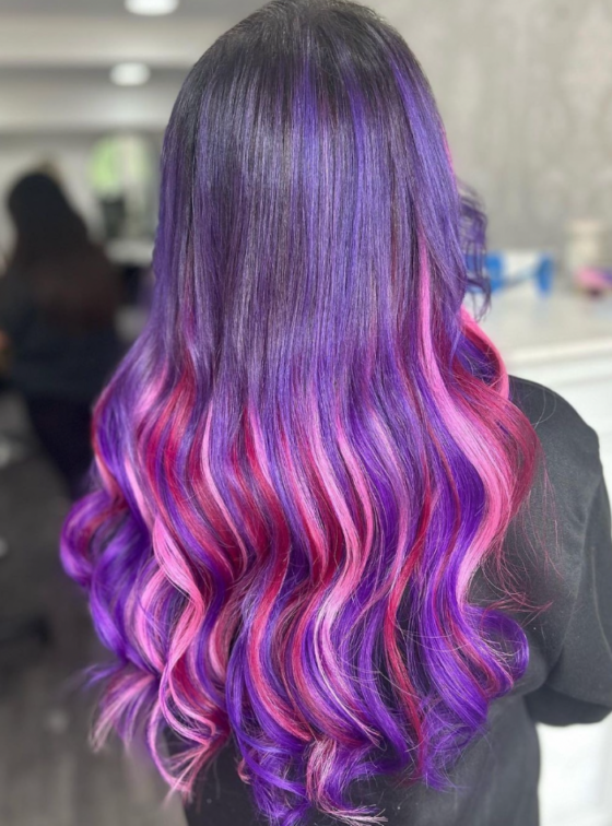 23 Beautiful Purple Steaks in Brown Hair Ideas - Simply Happy Hair