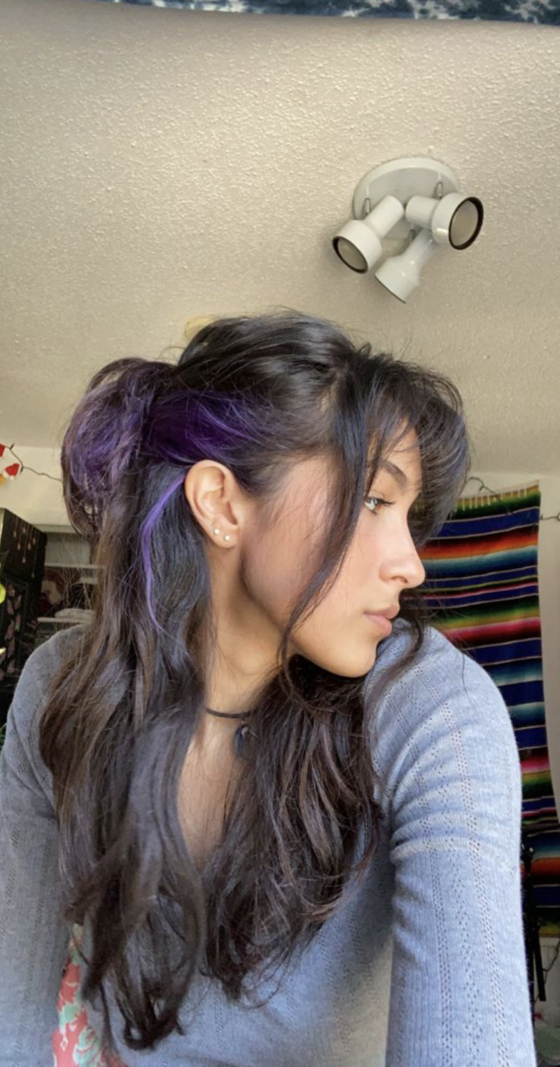 23 Beautiful Purple Steaks in Brown Hair Ideas - Simply Happy Hair