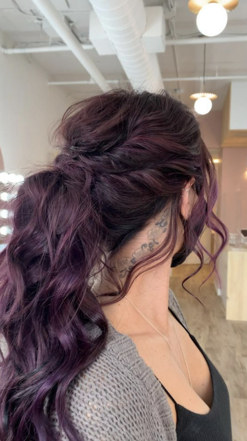 23 Beautiful Purple Steaks in Brown Hair Ideas - Simply Happy Hair